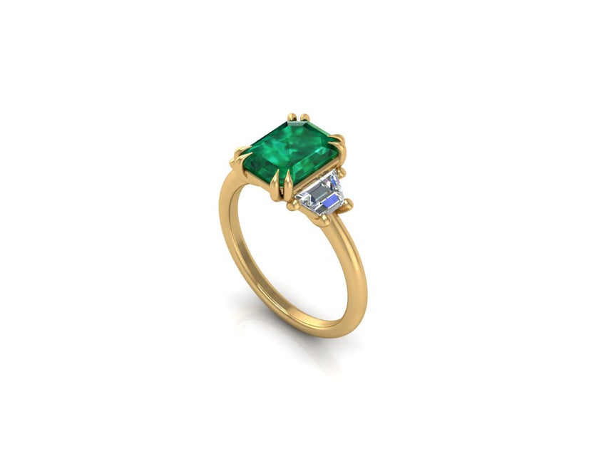 Evangeline Emerald Double Tiger Claw Prong Gemstone Ring (3.61 cttw ...