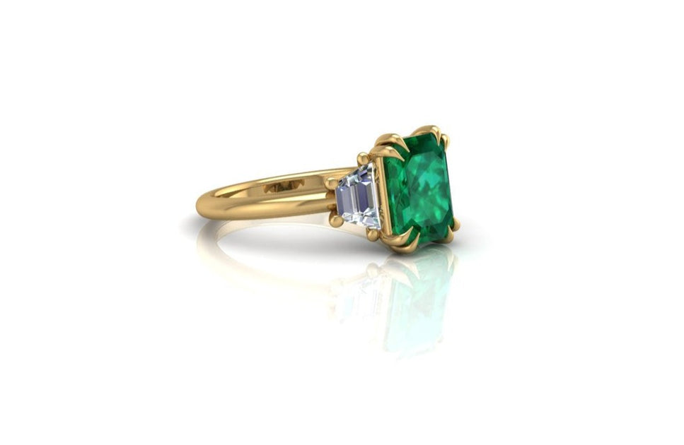 Evangeline Emerald Double Tiger Claw Prong Gemstone Ring (3.61 cttw ...