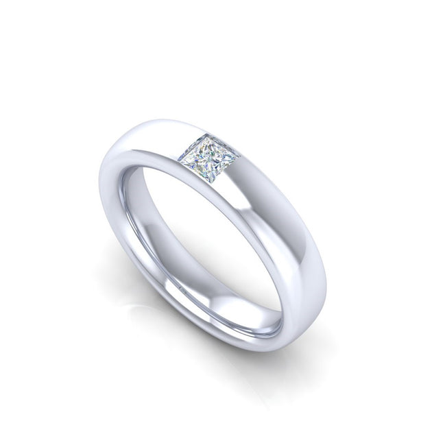 Caspian Platinum Wide Diamond Band – Princess Diamonds