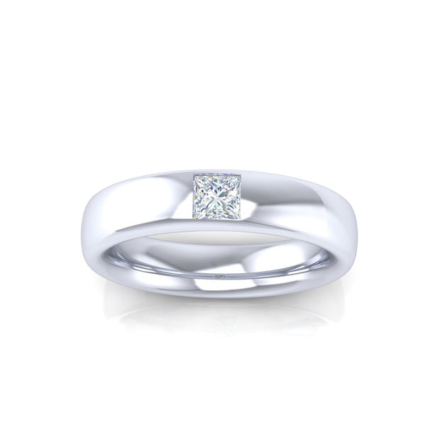 Caspian Platinum Wide Diamond Band – Princess Diamonds